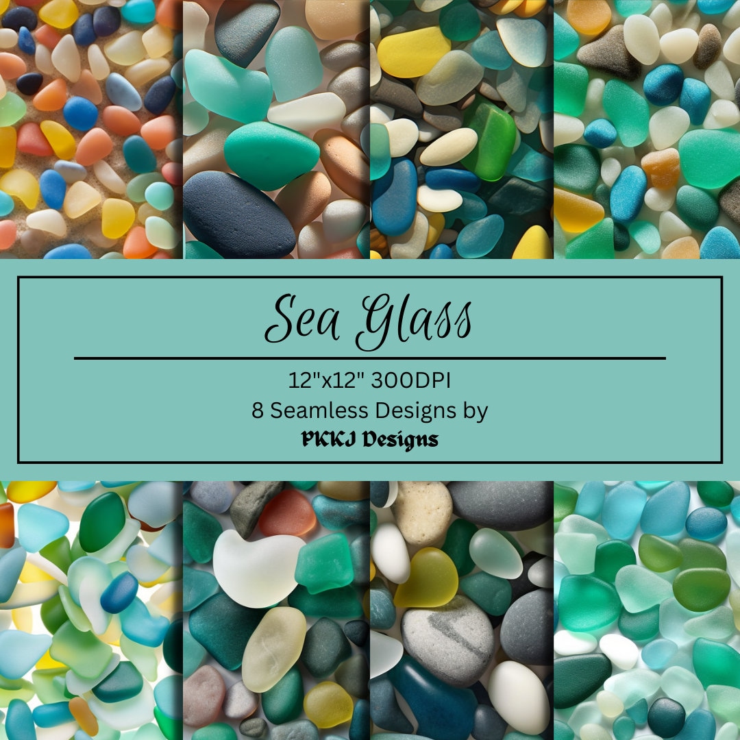 Sea Glass Digital Seamless Patterns, 12 Inch by 12 Inch Digital Deigns ...