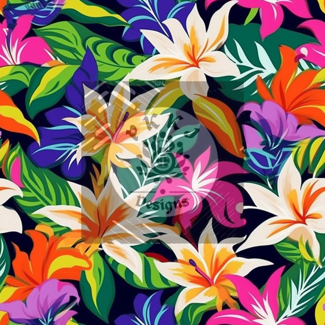 Hawaiian Style Patterns, 12 Inch by 12 Inch Digital Seamless Patterns ...