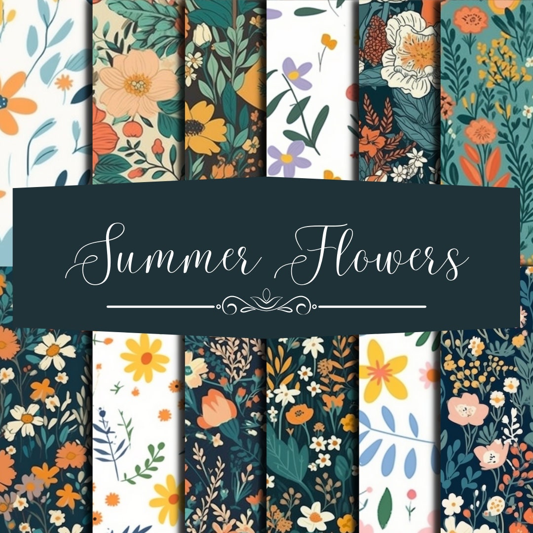 Summer Flower Patterns, 12"x12" Seamless Summer Flower Patterns, Print ...