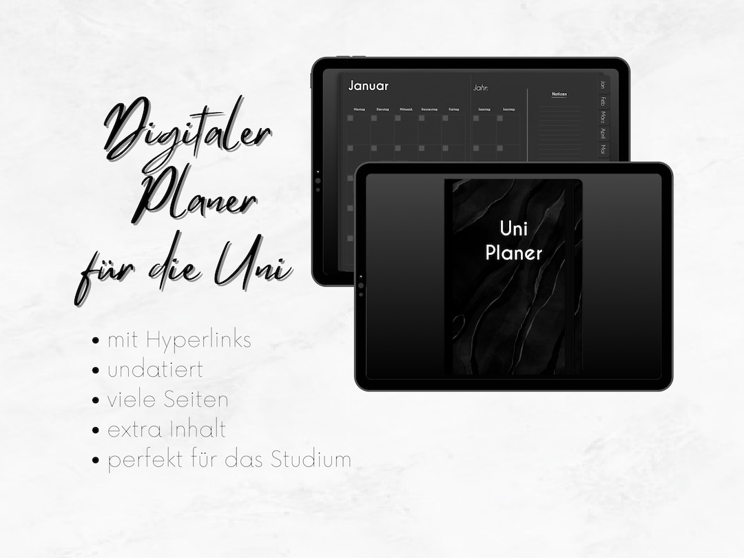 Digital Planner Uni Dunkel, Dark Mode, Semester Planner 2023, Digital ...