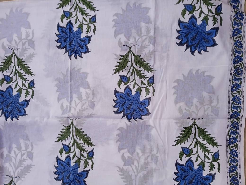 Hand Block Printed Cotton Fabric by the Yards or Meter for Dress ...