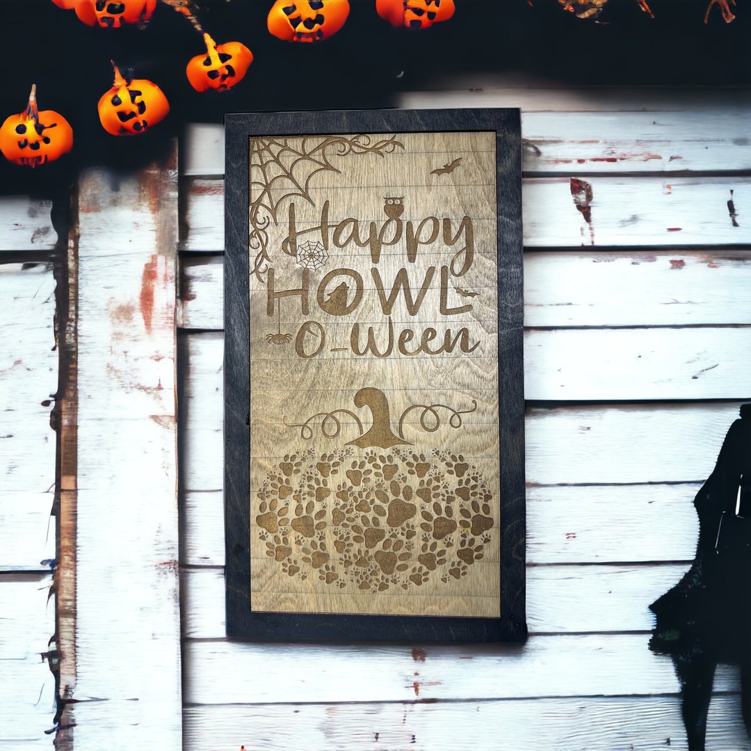 Happy Howl-o-ween - Halloween Pumpkin Sign - Etsy