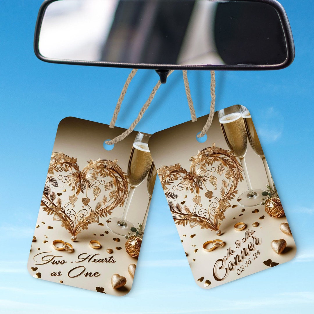 Custom Wedding Favor - Car Air Fresheners - Two Hearts as One - Double ...