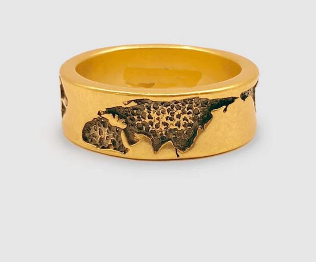 World Map Ring, Travel Ring, Globe Ring, Gold Vermeil Ring, World Map ...