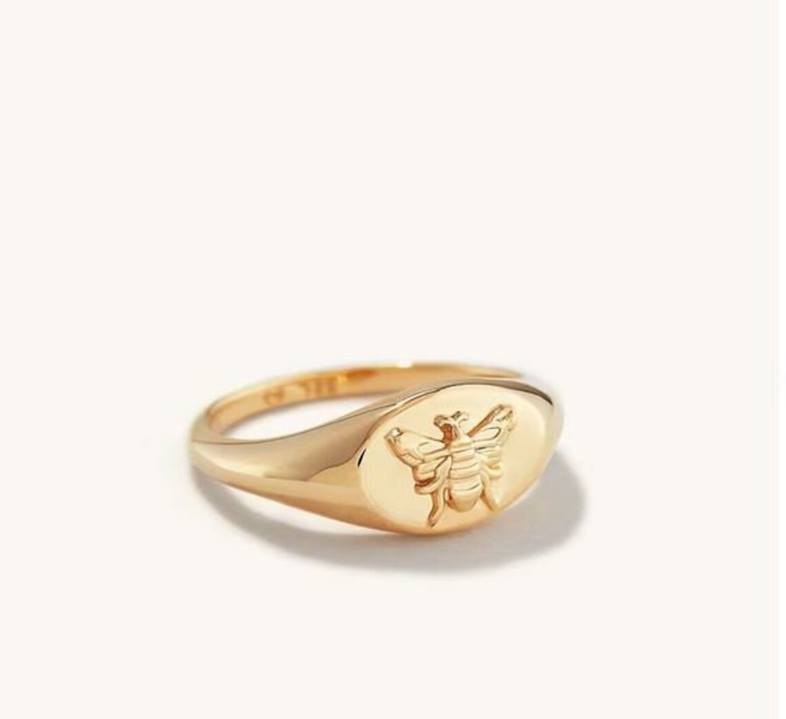 Bee Ring, Bee Signet Ring, Honey Bee Ring, Queen Bee Ring, Dainty Ring ...