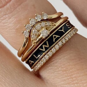 Always Ring, Solid 14k Gold Ring, Enamel Band Ring, Wedding Band, Stacking Ring, Personalized ...