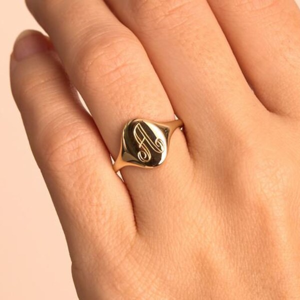 Monogram Signet Ring - Etsy
