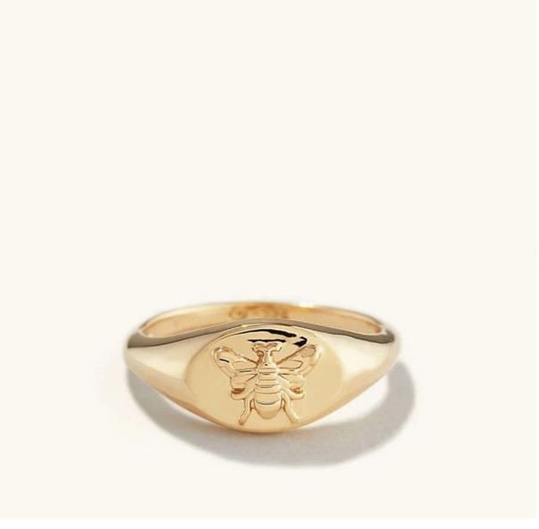 Bee Ring, Bee Signet Ring, Honey Bee Ring, Queen Bee Ring, Dainty Ring ...