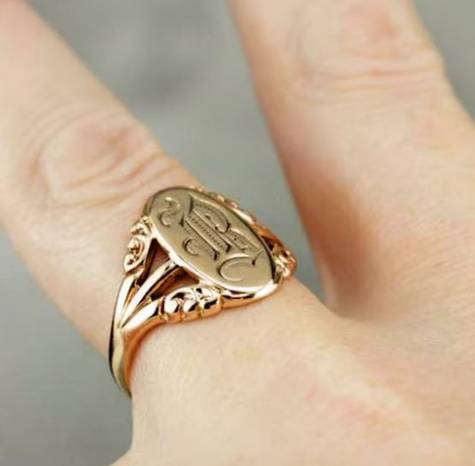 Monogram Ring, Letter Ring, Bold Signet Ring, 925 Silver Ring, Gold ...