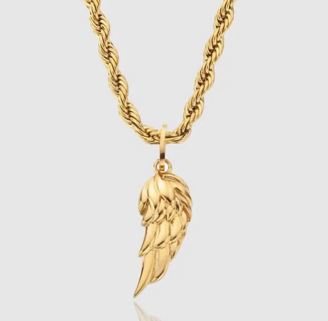 Angel Wing Pendant, 18k Gold Plated Wing Pendant, 925 Silver Pendant ...