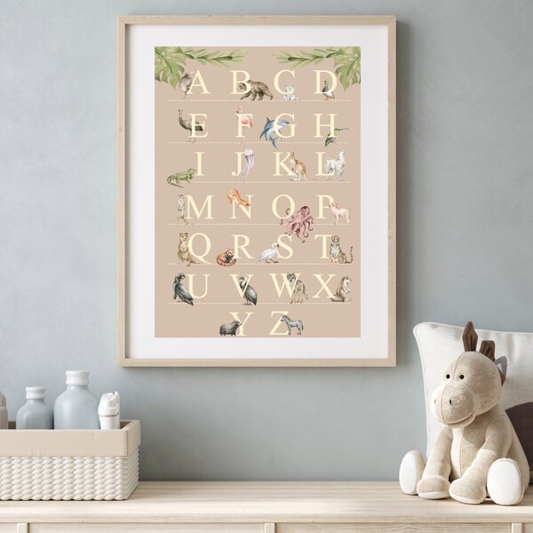 Animal Alphabet Chart Wall Art - Etsy