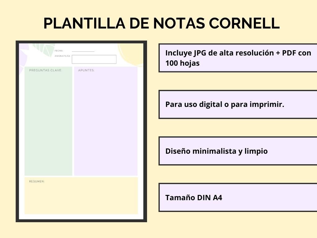 Cornel Notes to Print at Home, Cornell Digital Notes Template, Cornell ...