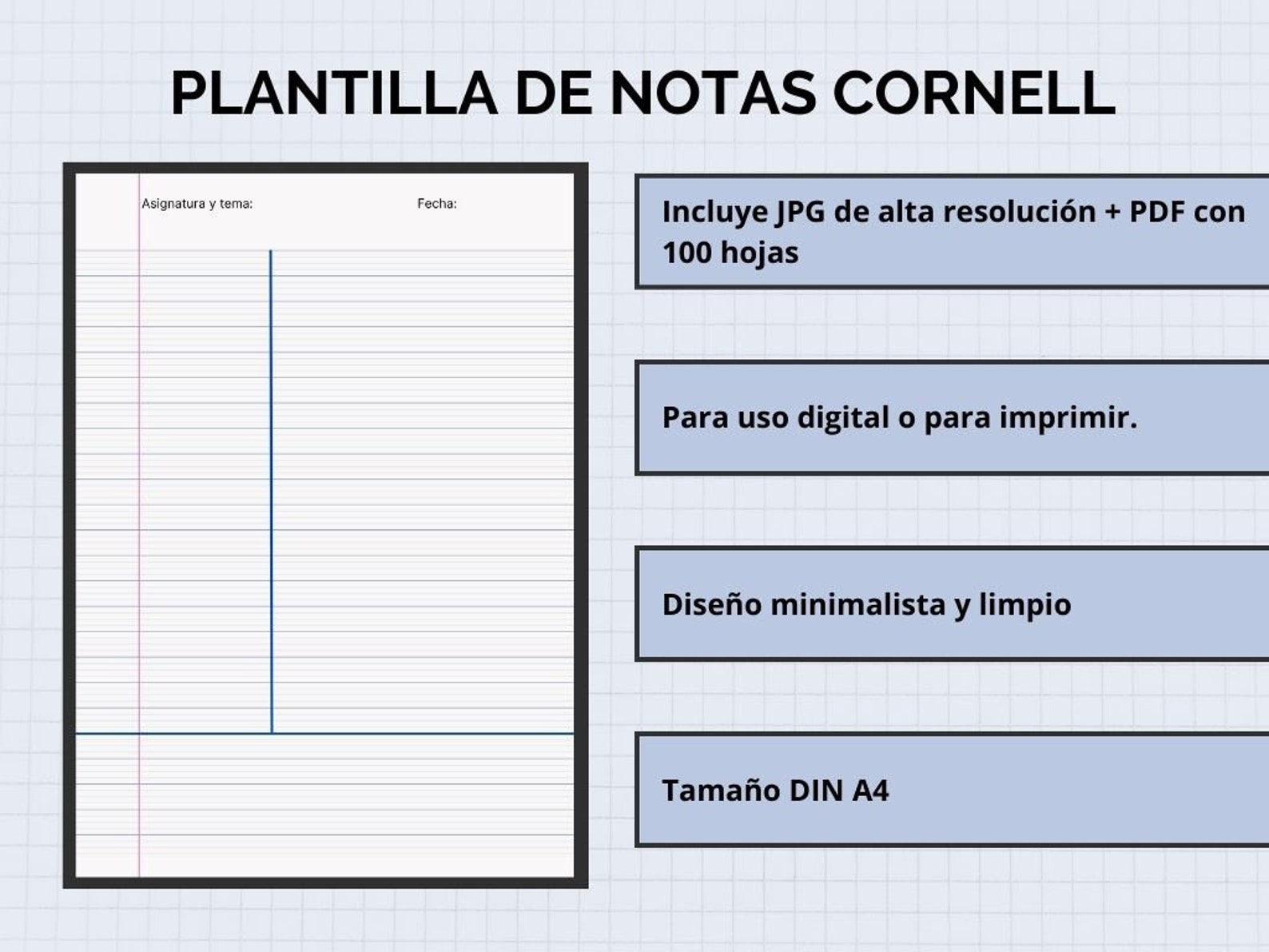 Hojas de Notas Cornell Digital y para imprimir - Etsy España