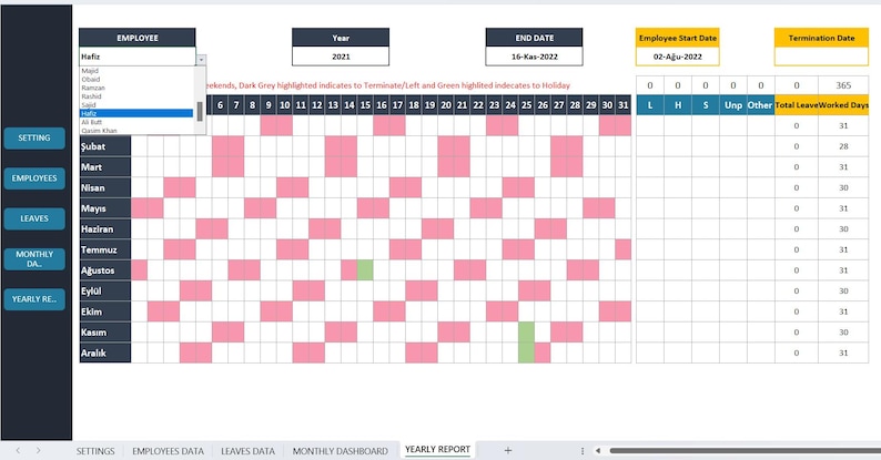 Employee Leave Vacation Tracker Excel Template, HR Leave Management ...