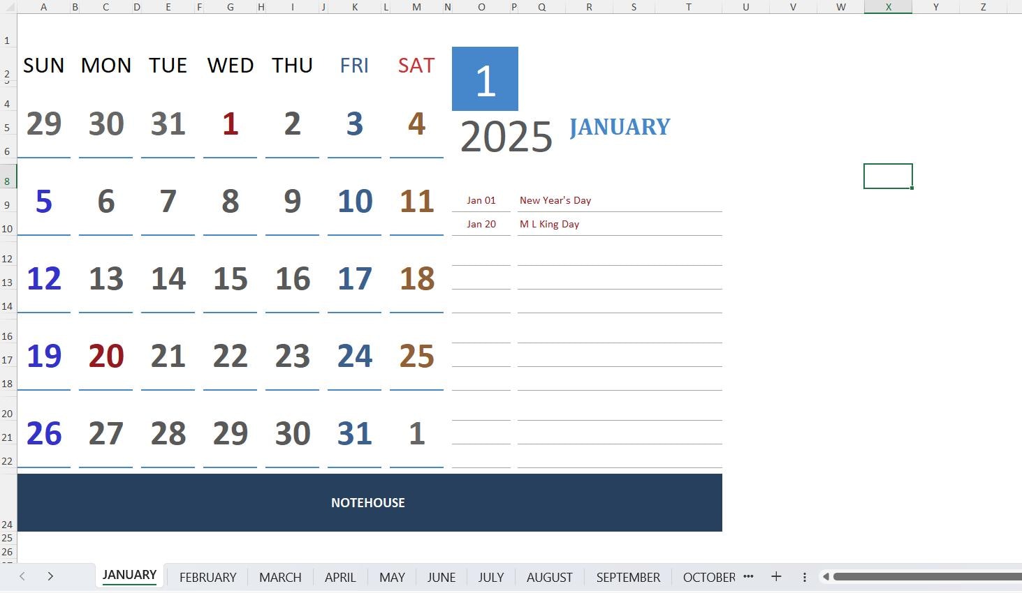 2025 Editable Excel Calendar Template | Plan Your Year With ...