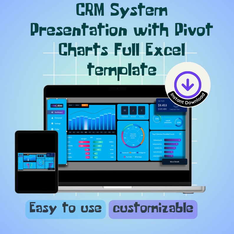 Transform Your Business With Our Excel CRM System Presentation With Pivot Charts - Etsy