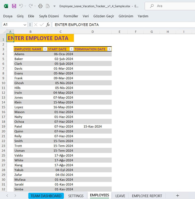 Comprehensive Leave & Vacation Tracker Excel Template - Etsy