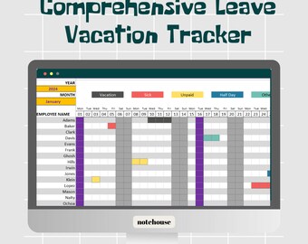 Leave & Vacation Tracker 2024 Excel Template - Etsy