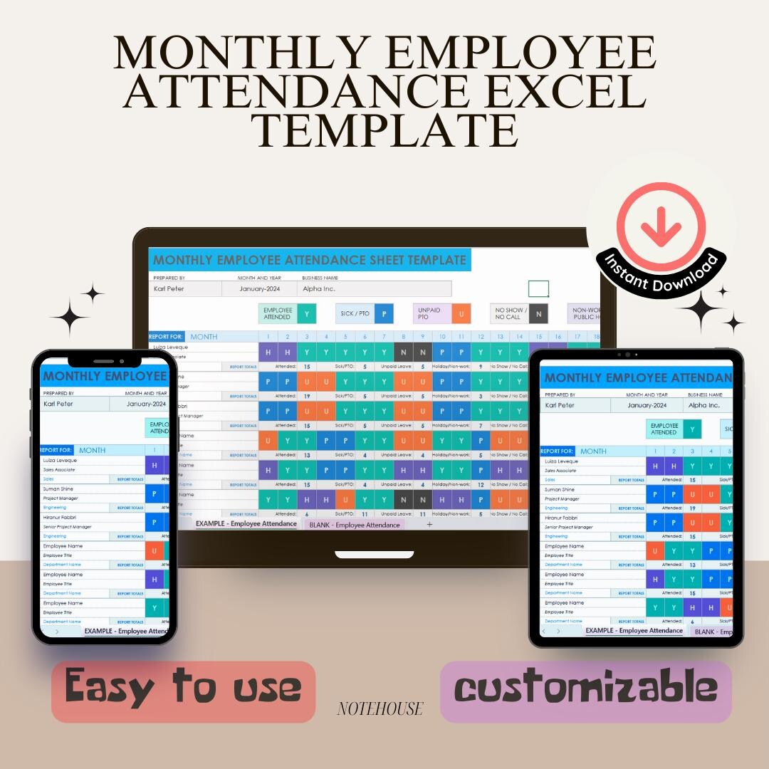 Monthly Employee Attendance Tracker - Simplify Attendance Management ...