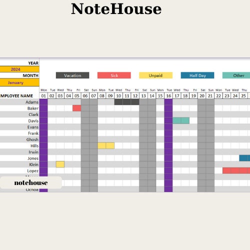 Comprehensive Leave & Vacation Tracker Excel Template - Etsy