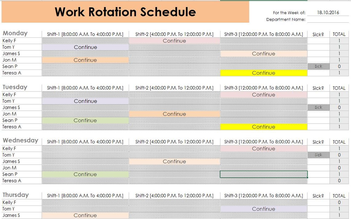 Work Rotation Schedule Excel Template – Simple & Easy-to-use - Etsy