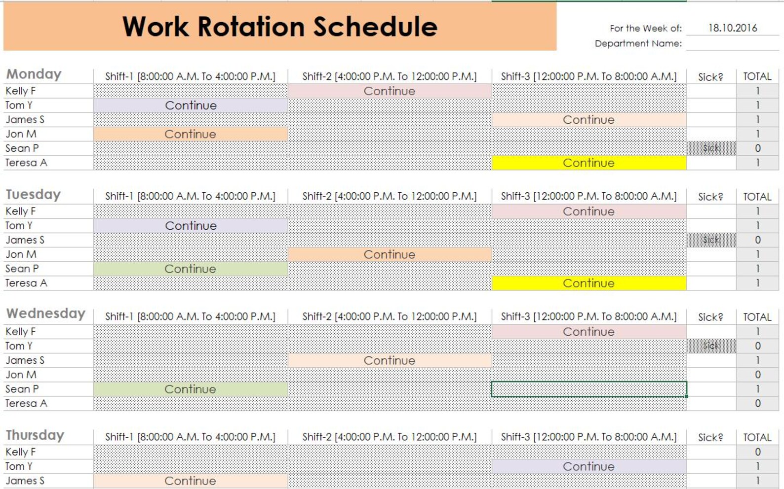 Work Rotation Schedule Excel Template – Simple & Easy-to-use - Etsy