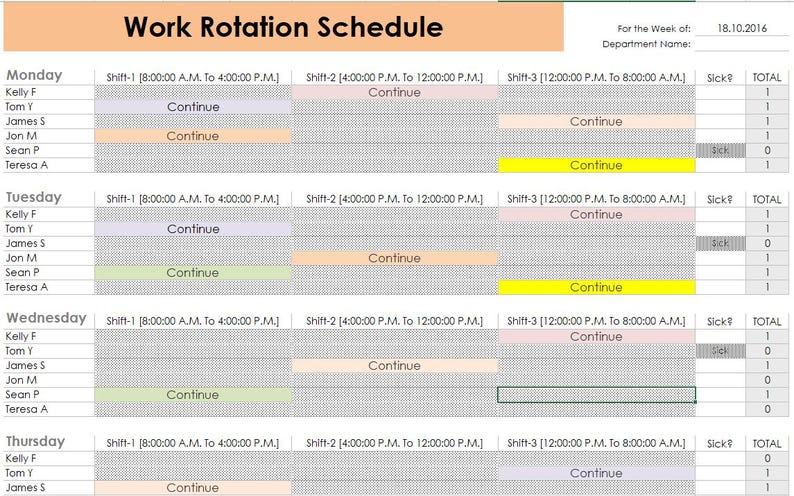 Basic Work Rotation Schedule Excel Template – Simple & Easy-to-use - Etsy