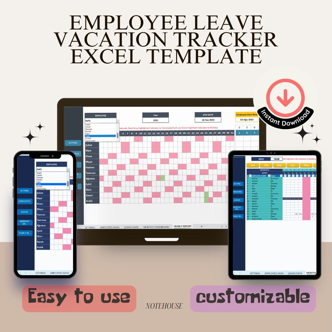 Employee Leave Vacation Tracker Excel Template, HR Leave Management ...