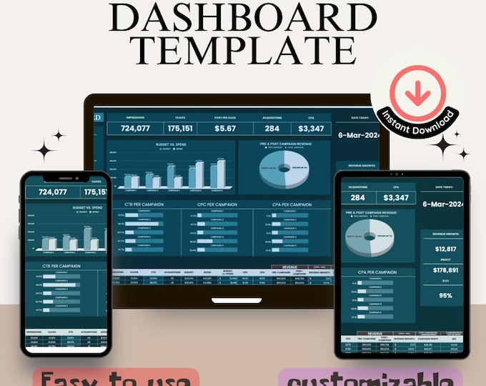 Visualize Your Data With Our Excel Dashboard Template - Etsy