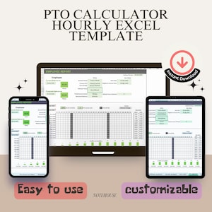PTO Calculator Hourly Excel Template: Employee Leave Tracker (digital ...