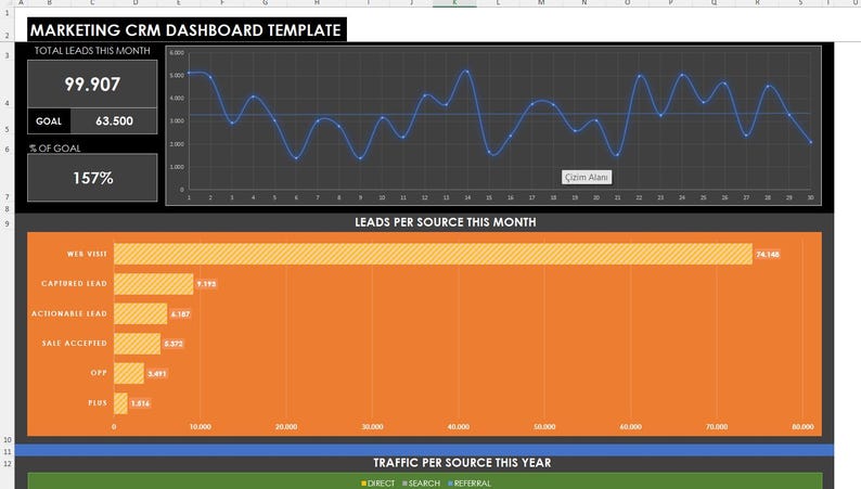 Marketing CRM Dashboard Excel Template Lead Tracking Performance ...