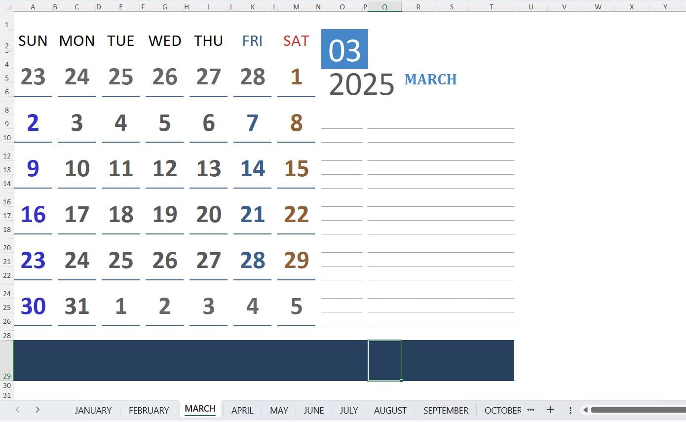 2025 Editable Excel Calendar Template | Plan Your Year With ...