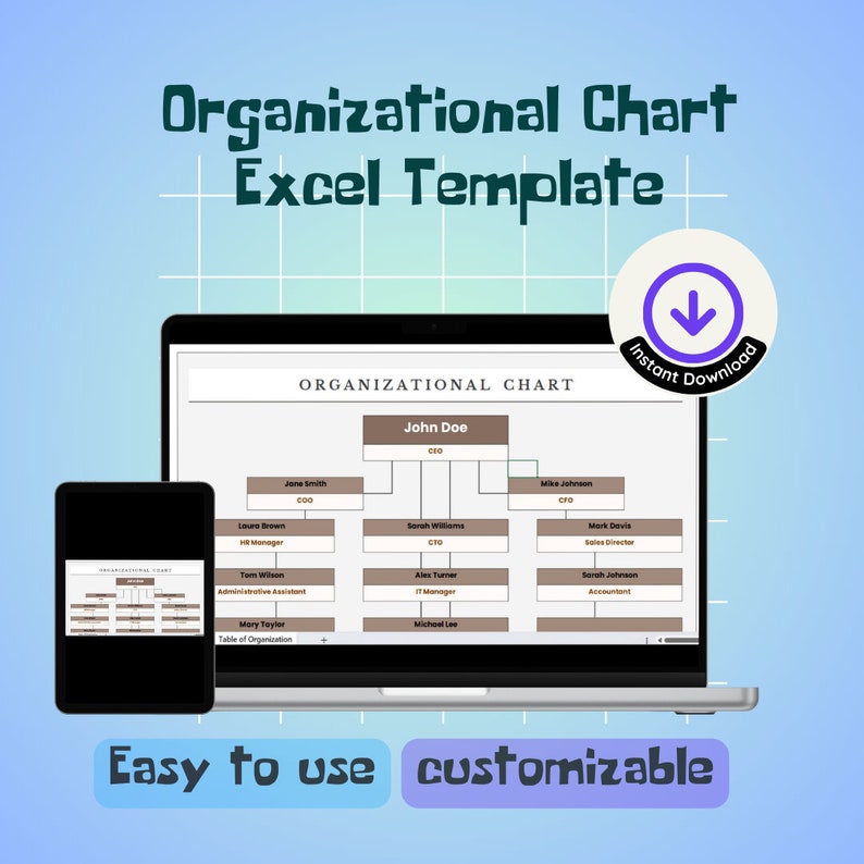 Streamline Your Workflow With Our Organizational Chart Excel Template - Etsy