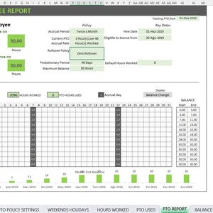 PTO Calculator Hourly Excel Template: Employee Leave Tracker (digital ...