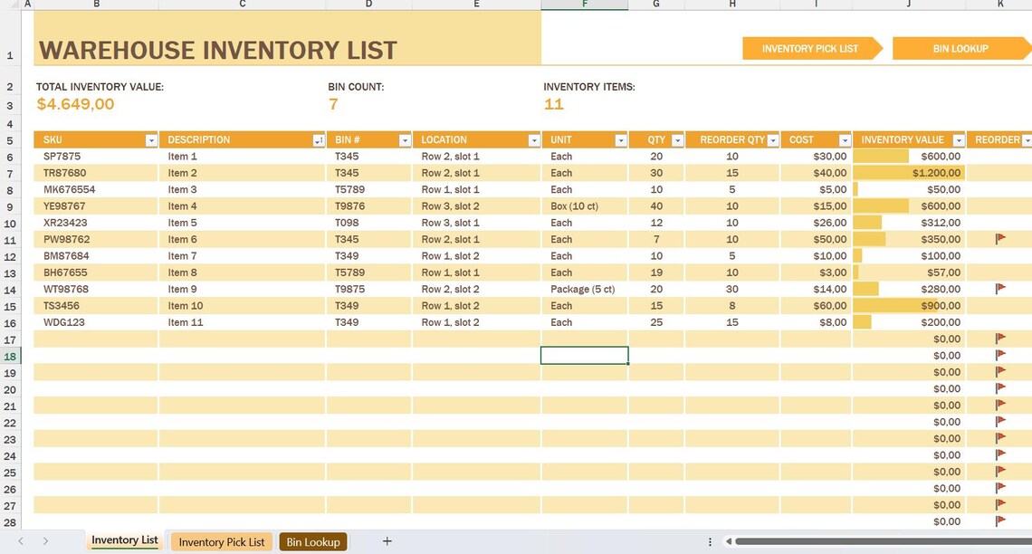 Warehouse Inventory List Excel Template – Streamline Your Inventory Management - Etsy