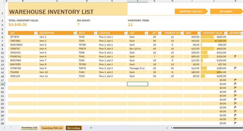 Warehouse Inventory List Excel Template – Streamline Your Inventory ...