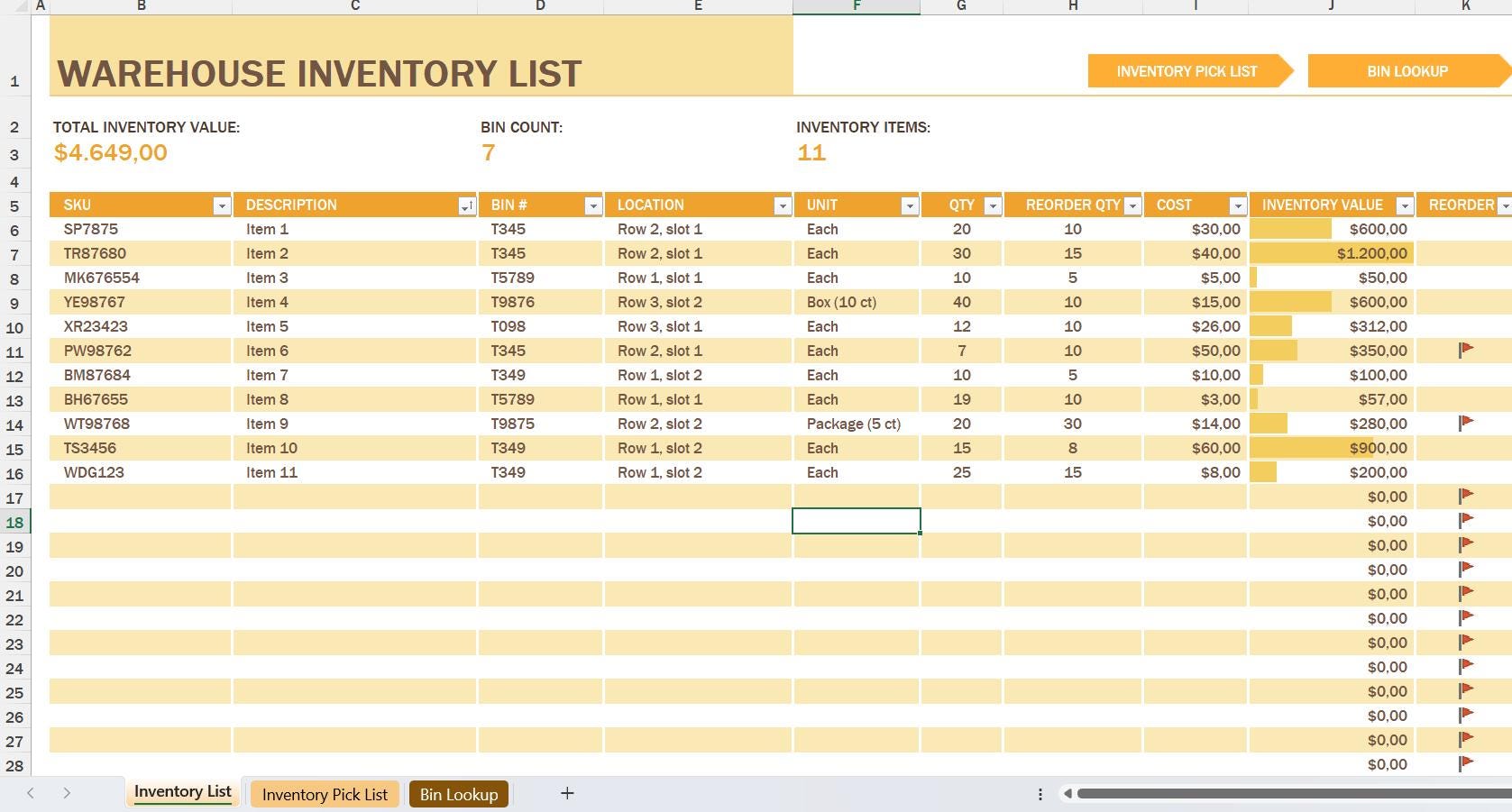 Warehouse Inventory List Excel Template – Streamline Your Inventory ...