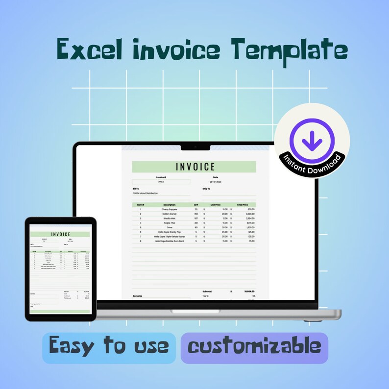 Simplify Billing and Payments With Our Excel Invoice Template - Etsy