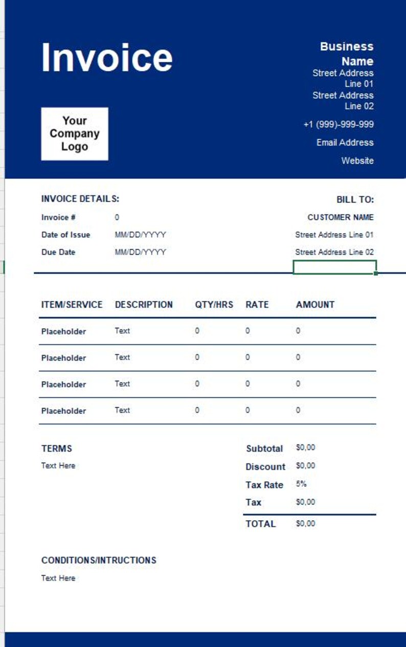 Comprehensive Excel Invoice Templates Bundle 3+1 - Etsy Canada