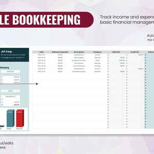 Simple Bookkeeping Template for Small Businesses Easy-to-use Excel ...