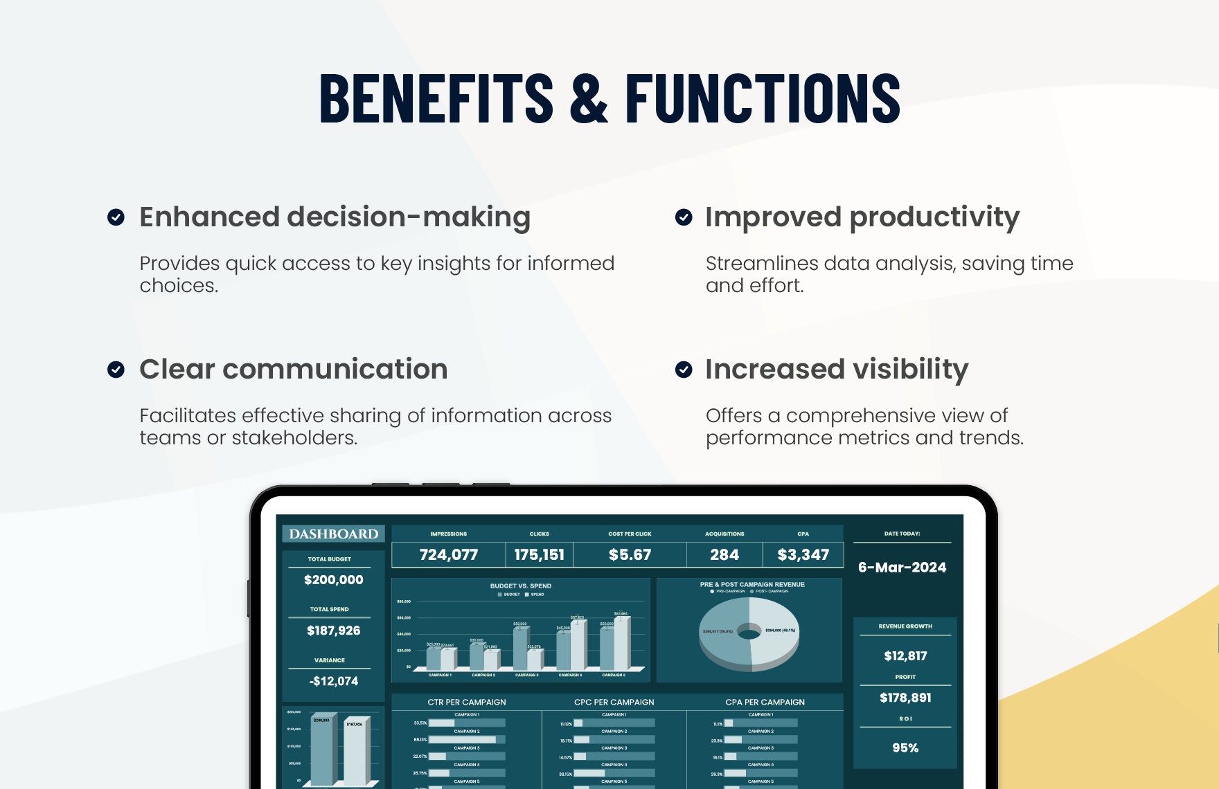 Visualize Your Data With Our Excel Dashboard Template - Etsy