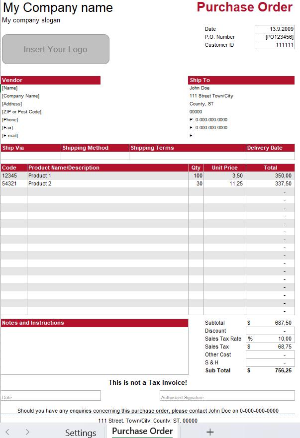 Purchase Order Excel Template – Simplify Your Procurement Process - Etsy