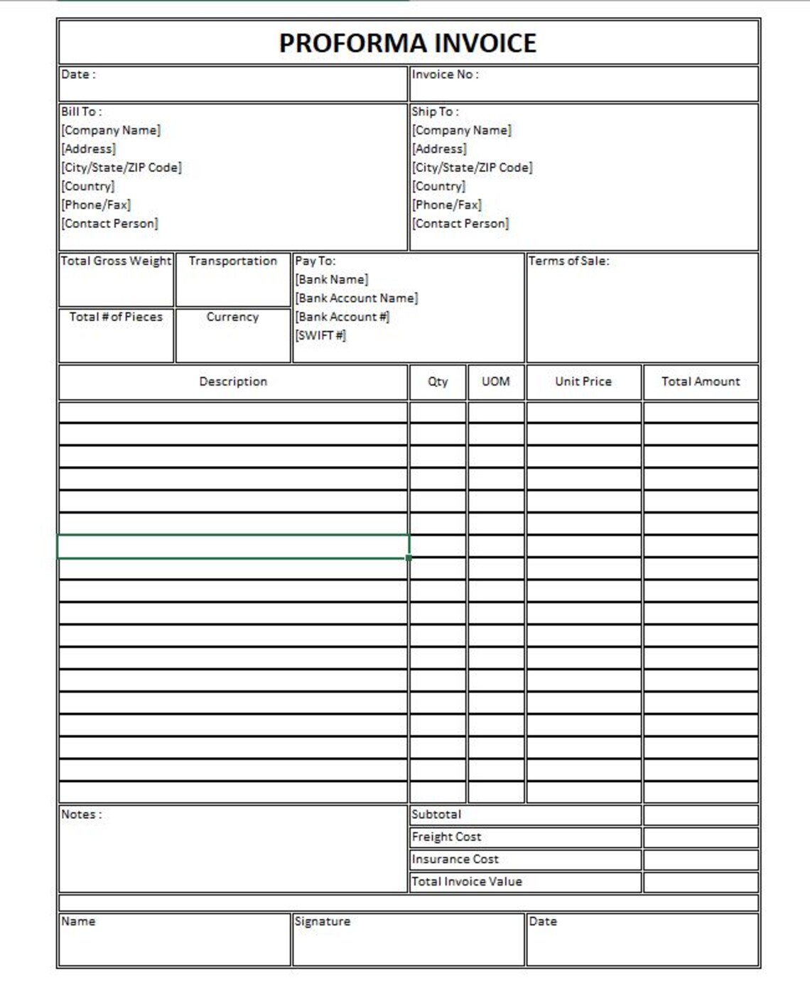 Proforma Invoice Excel Template | Simple & Professional Billing - Etsy