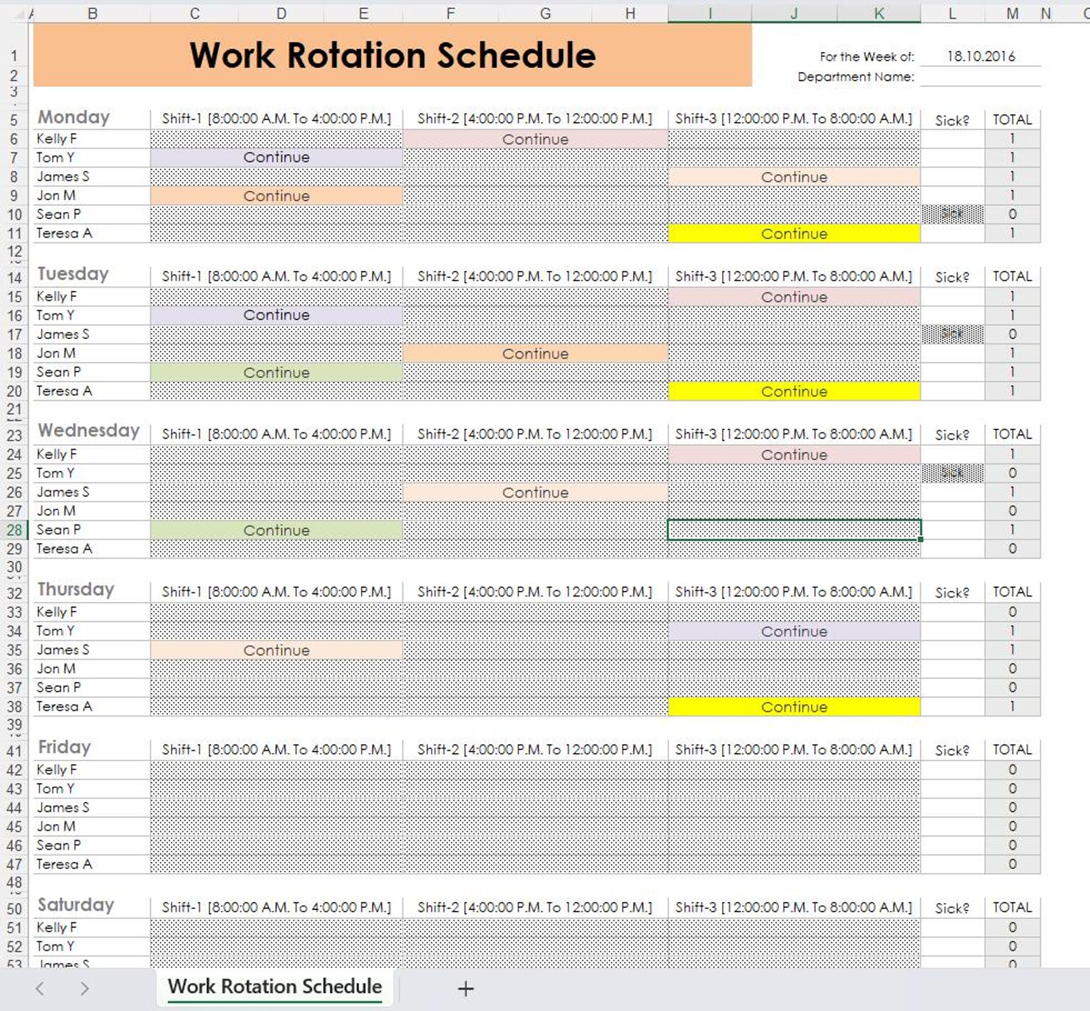 Work Rotation Schedule Excel Template – Simple & Easy-to-use - Etsy