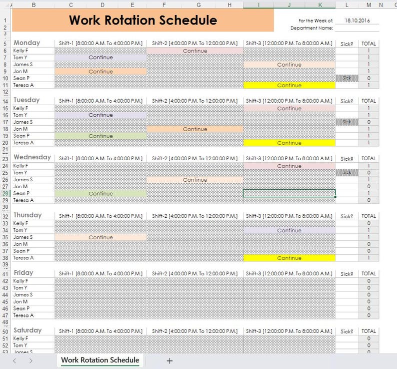 Work Rotation Schedule Excel Template – Simple & Easy-to-use - Etsy