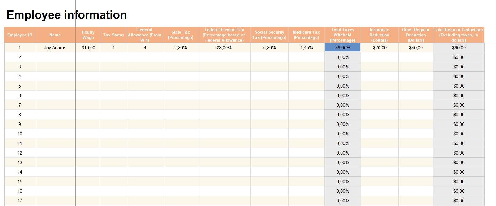 Payroll Calculator Excel Template – Streamline Employee Pay Management ...