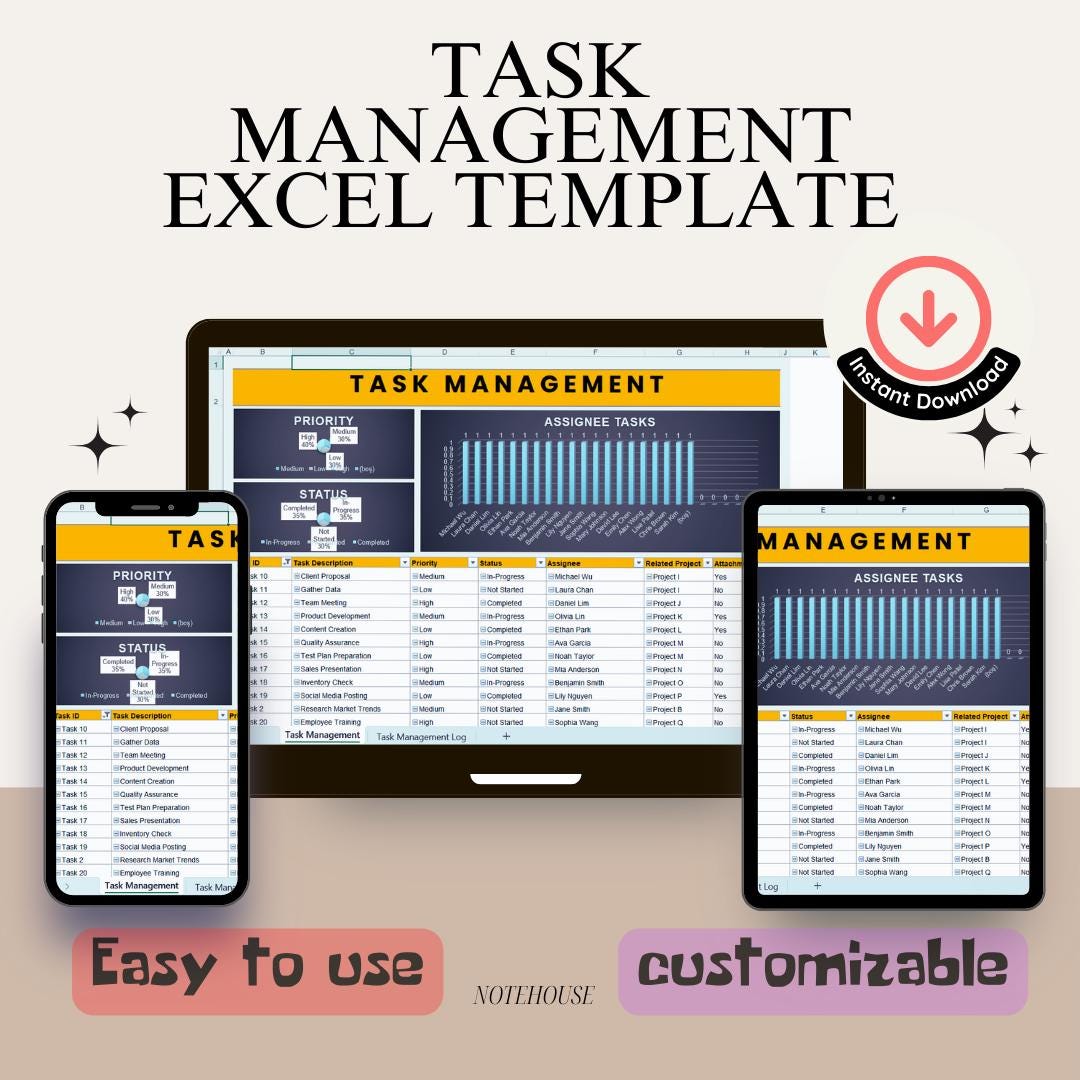 All-in-one Task Management Excel Template for Streamlined Project ...