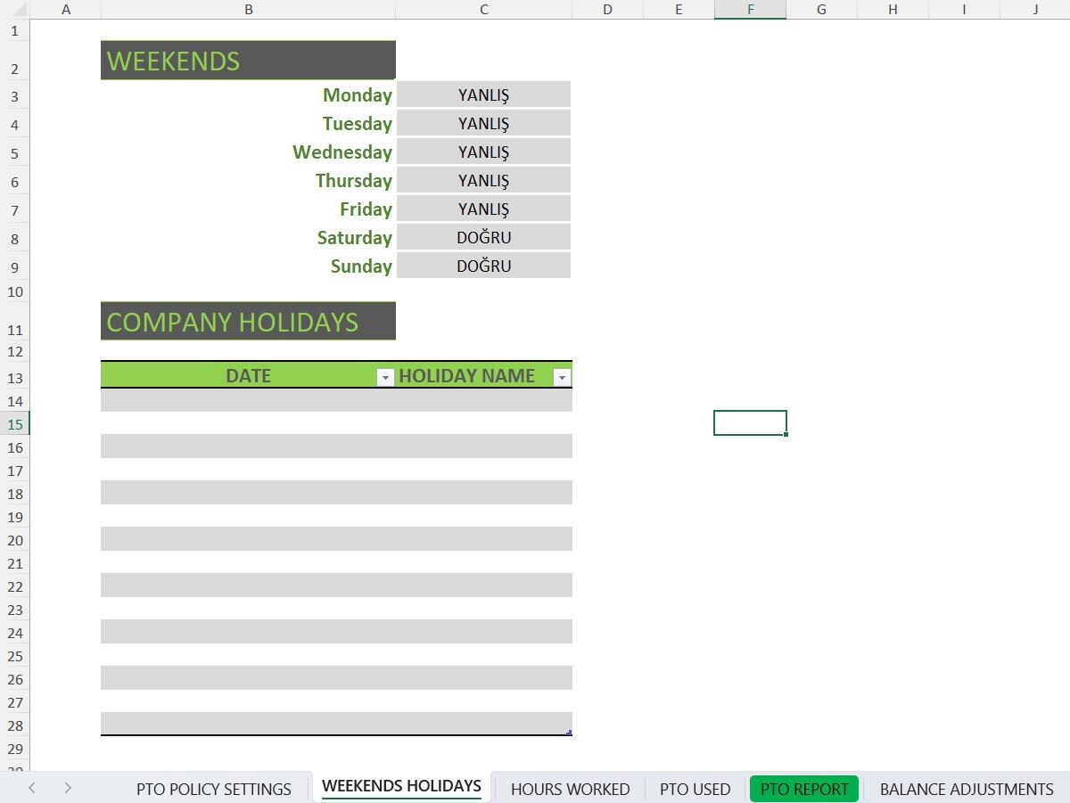 PTO Calculator Hourly Excel Template: Employee Leave Tracker (digital ...