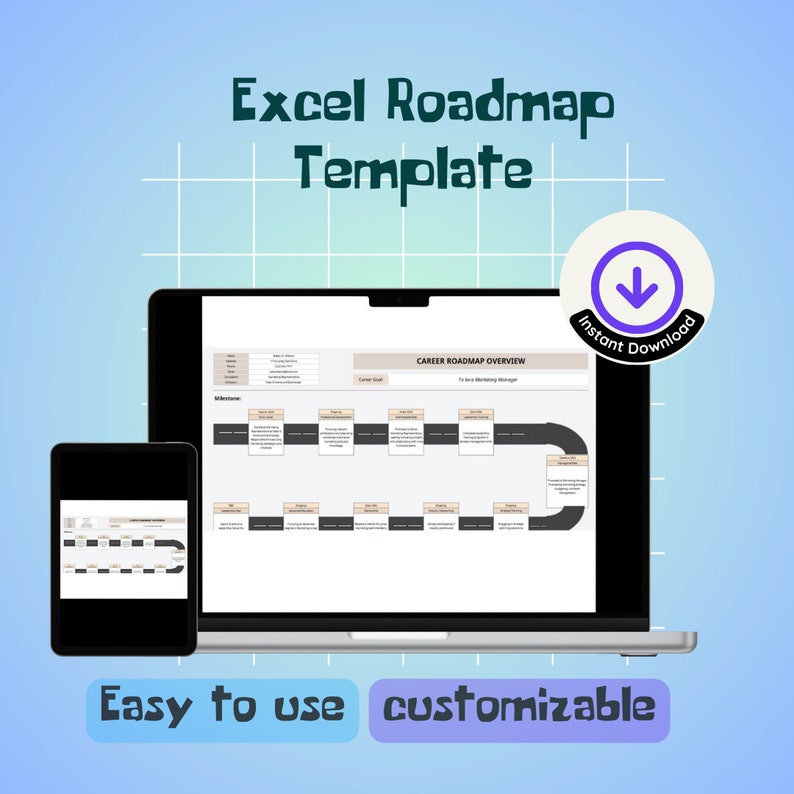 Plan Your Path to Success With Our Excel Roadmap Template - Etsy
