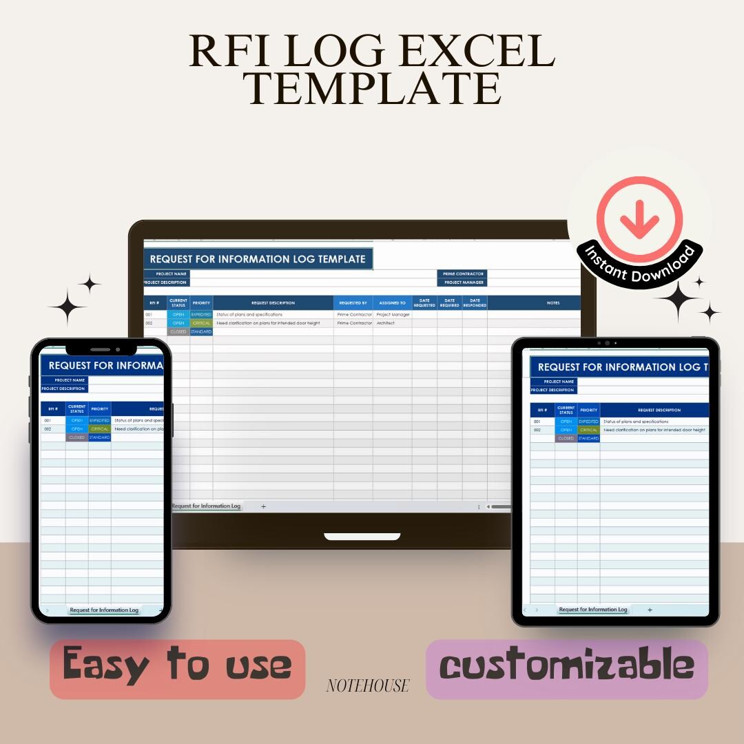 RFI (request for Information) Log Excel Template – Streamline Your ...